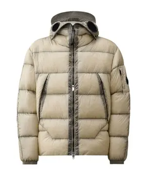 C.P. COMPANY Hooded Down Jacket - Silver Birch
