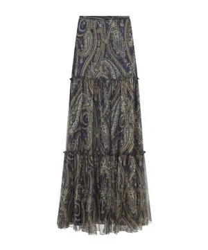 Etro Paisley-print Tiered Maxi Skirt - No