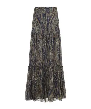 Etro Paisley-print Tiered Maxi Skirt
