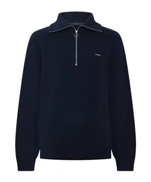 Prada Darknavy Halfzip Collar Knit Sweater - Blue