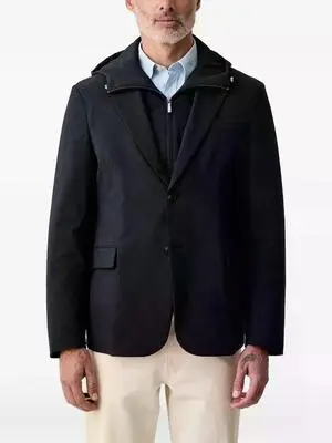Emporio Armani Hooded Seersucker Jacket - Black