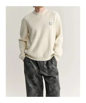 Maison Kitsuné Fox Head Milano Lambswool Jumper - Ecru