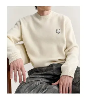 Maison Kitsuné Fox Head Milano Lambswool Jumper - Ecru