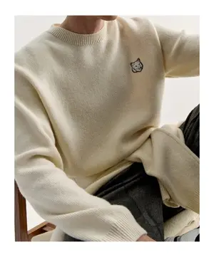 Maison Kitsuné Fox Head Milano Lambswool Jumper - Ecru