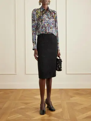 Dries Van Noten Motif Matelassé Jacquard Midi Skirt