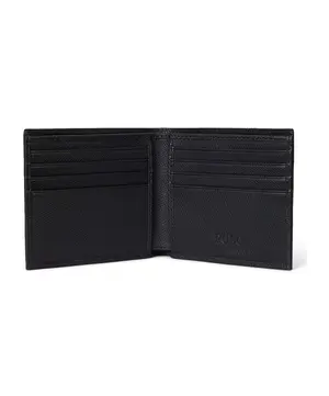 Polo Ralph Lauren Black Crossgrain Leather Bifold Wallet