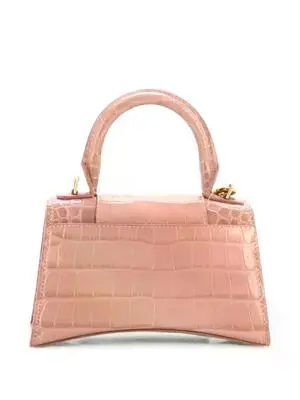 Balenciaga Hourglass Top Handle Bag Crocodile Embossed Leather Xs Satchel - Neutrals