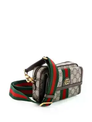Gucci Ophidia Front Pocket Camera Bag Gg Coated Canvas Mini Shoulder Bag