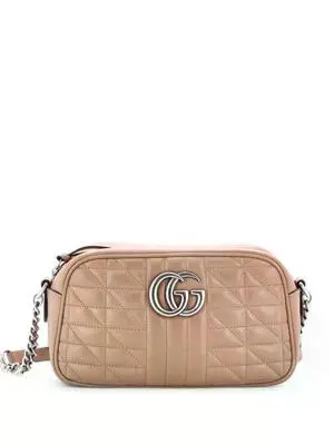 Gucci Gg Marmont Shoulder Bag Mixed Matelasse Leather Small Crossbody Bag - Neutrals
