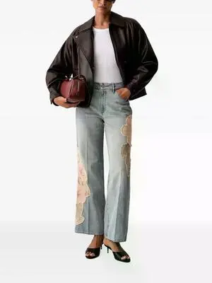 Guess Floral-motif Patchwork Jeans