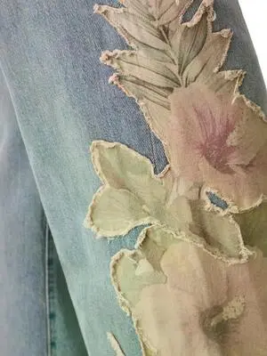 Guess Floral-motif Patchwork Jeans