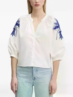 Desigual Puff-sleeves Beaded Floral Blouse