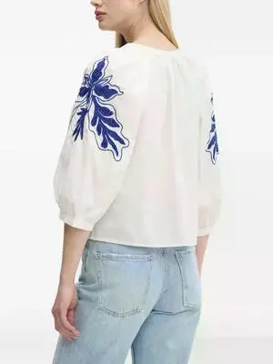Desigual Puff-sleeves Beaded Floral Blouse