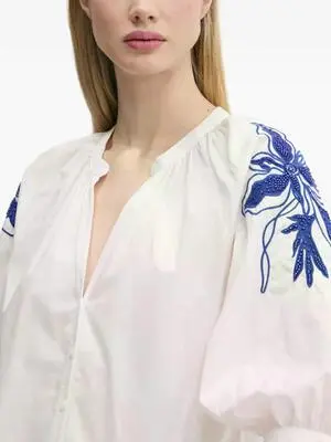 Desigual Puff-sleeves Beaded Floral Blouse