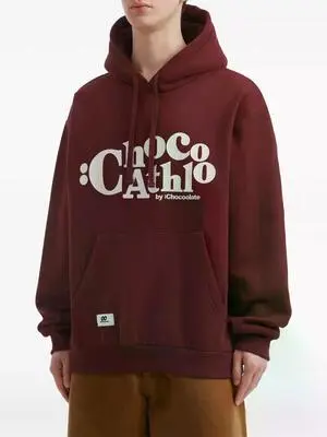 CHOCOOLATE Logo-embroidered Pouch-pocket Hoodie - Red