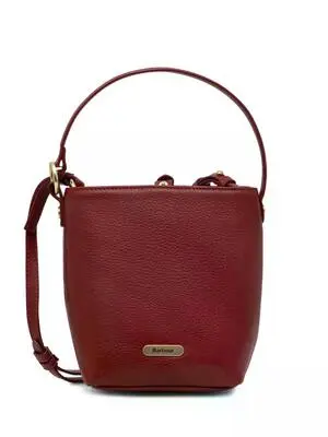 Barbour Mini Cedar Grained Leather Bucket Bag - Red