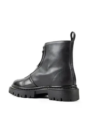 Staud Miles Zip-front Leather Ankle Boots