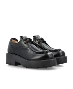 Miu Miu Thick Heeled Round Head Loafers