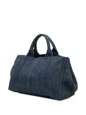 Prada 2013-2026 Denim Canapa Logo Tote Satchel
