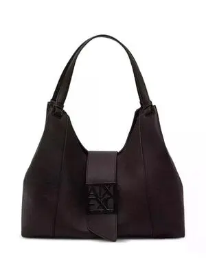 Armani Exchange Logo-plaque Pebbled-effect Tote Bag - Brown