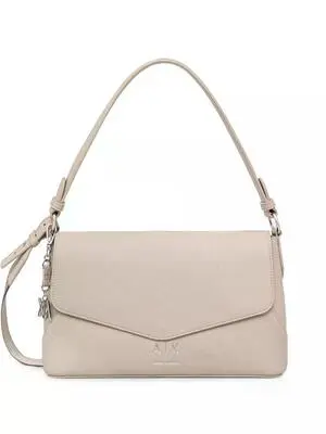 Armani Exchange Logo-plaque Pebbled Shoulder Bag - Neutrals