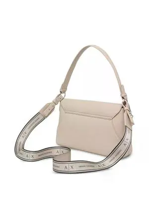 Armani Exchange Logo-plaque Pebbled Shoulder Bag - Neutrals