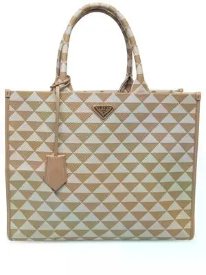 Prada 2013-2026 Large Triangolo Jacquard Symbole Tote Bag - Neutrals