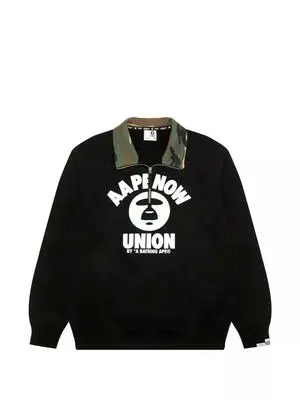 AAPE BY *A BATHING APE Camouflage-collar Logo-print Sweater - Black