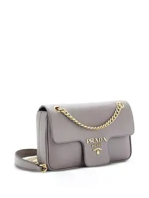 Prada Pattina Flap Shoulder Bag Saffiano Leather Small Crossbody Bag