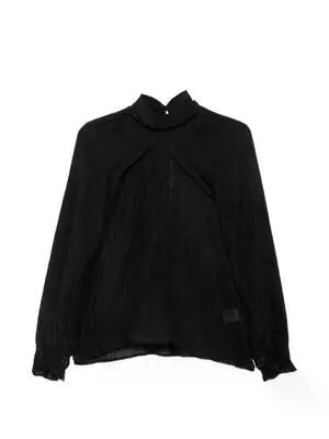 PHILIA LOFT High-neck Crinkled Blouse - Black