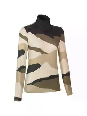 LAMUNT Ivana Arty Abstract-print High-neck T-shirt - Brown