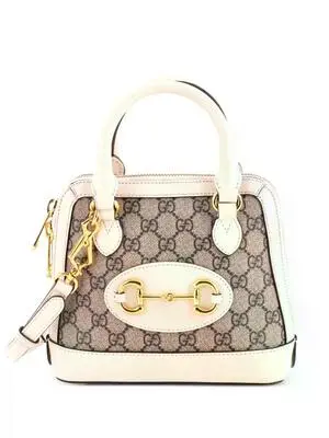 Gucci Horsebit 1955 Top Handle Bag Gg Coated Canvas With Leather Mini Shoulder Bag - White