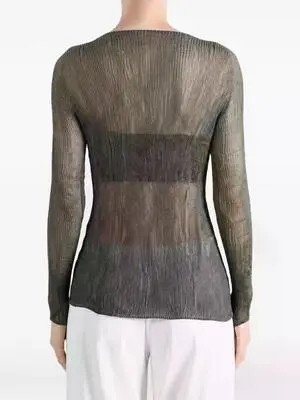 Issey Miyake Pleated Semi-sheer Top - Grey
