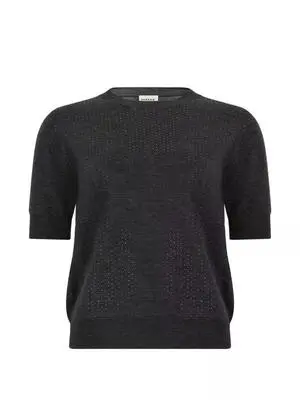 P.a.r.o.s.h Crystal-embellished Short-sleeve Sweater - Grey
