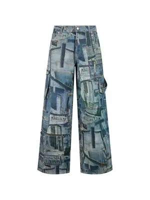 Roberto Cavalli Patchwork Cargo Pants - Blue