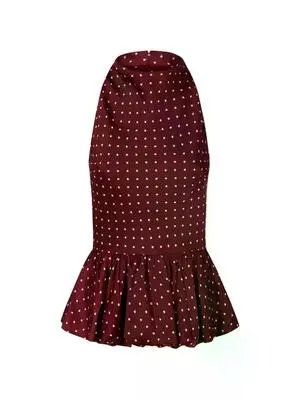 ROTATE BY BIRGER CHRISTENSEN Dot Peplum Halterneck Top - Red
