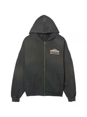 WILLY CHAVARRIA Plaza Graphic-print Zip-up Hoodie - Grey