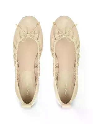 SERGIO ROSSI Bow-detail Ruched Ballet Flats