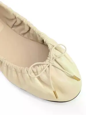 SERGIO ROSSI Bow-detail Ruched Ballet Flats