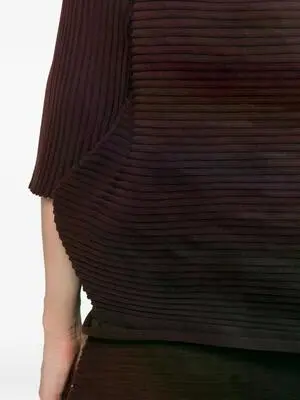 Issey Miyake Pleated High-neck Top - Brown