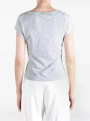 Free People Morning Pages Button-placket Cap-sleeve T-shirt