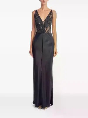 IRINA SCHROTTER Bead-embellished V-neck Maxi Dress