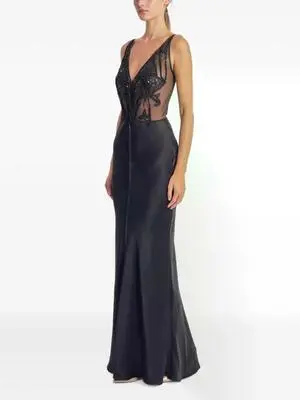 IRINA SCHROTTER Bead-embellished V-neck Maxi Dress