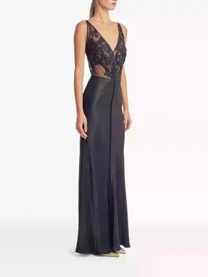 IRINA SCHROTTER Bead-embellished V-neck Maxi Dress