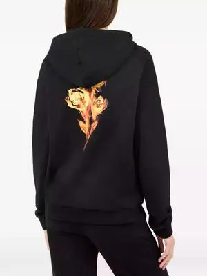 Roberto Cavalli Flaming Rose Zip-up Hoodie