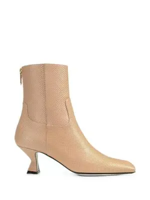 SERGIO ROSSI Sculpt Lizard-effect Ankle Boots - Neutrals