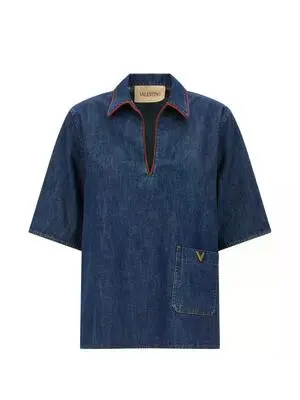 Valentino Garavani Vlogo Signature Denim Blouse