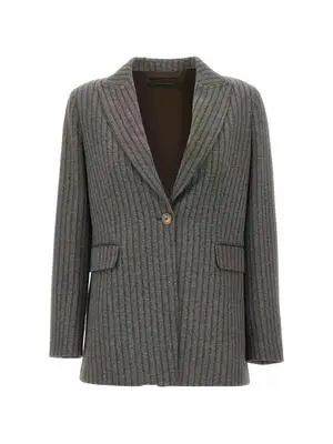 ELENA MIRÒ Stripe-pattern Single-breasted Blazer - Grey