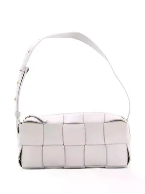 Bottega Veneta Brick Cassette Maxi Intrecciato Leather Small Shoulder Bag - Grey
