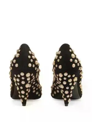 SERGIO ROSSI Beak Pearl-embellished Heeled Pumps